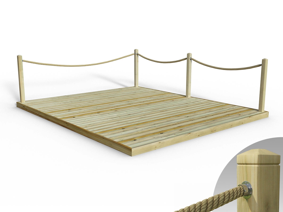 Standard Redwood Decking Kit 3.6m x 4.8m (With Rope Handrails)